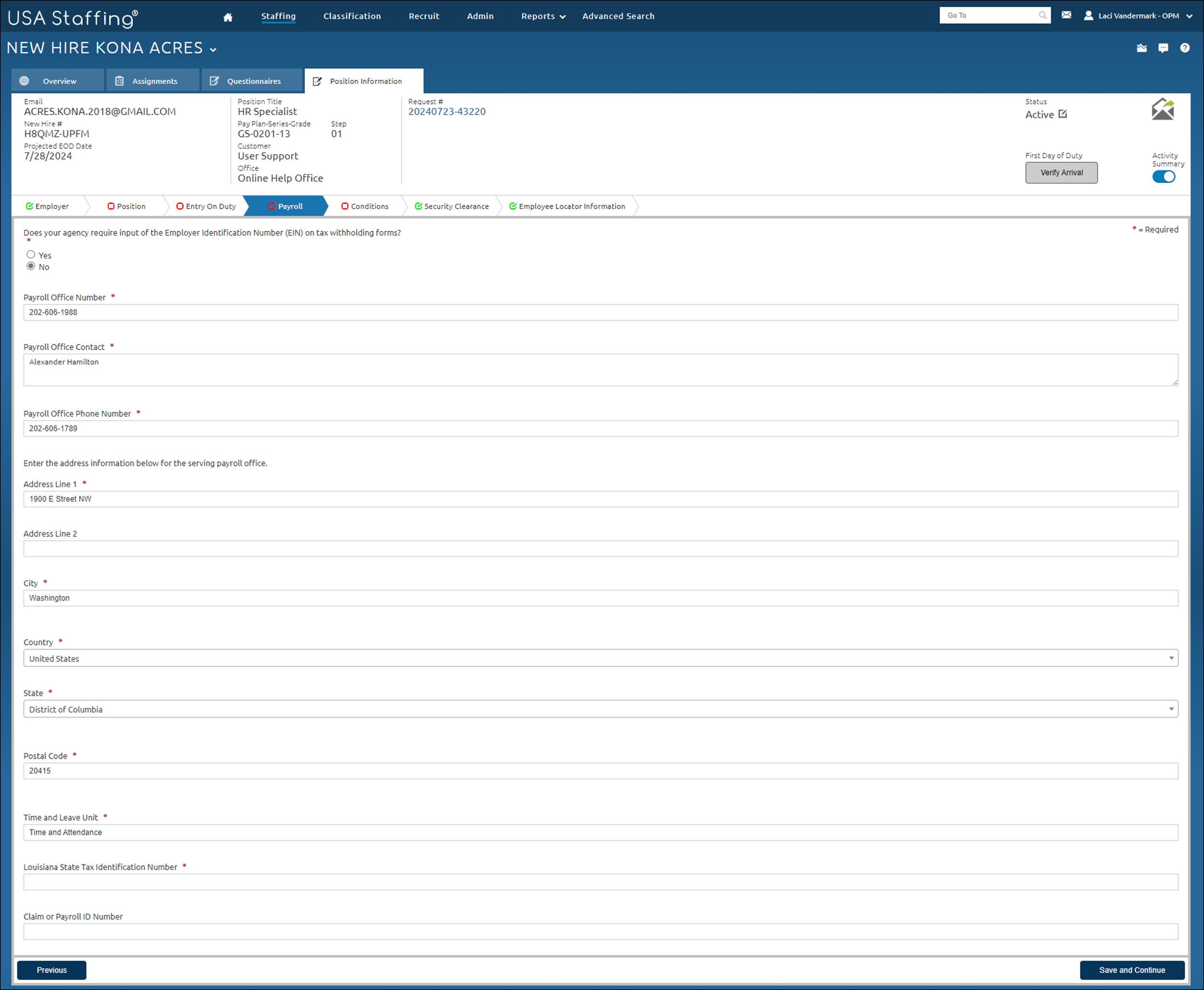 Position Information Questionnaire Overview – Online Help