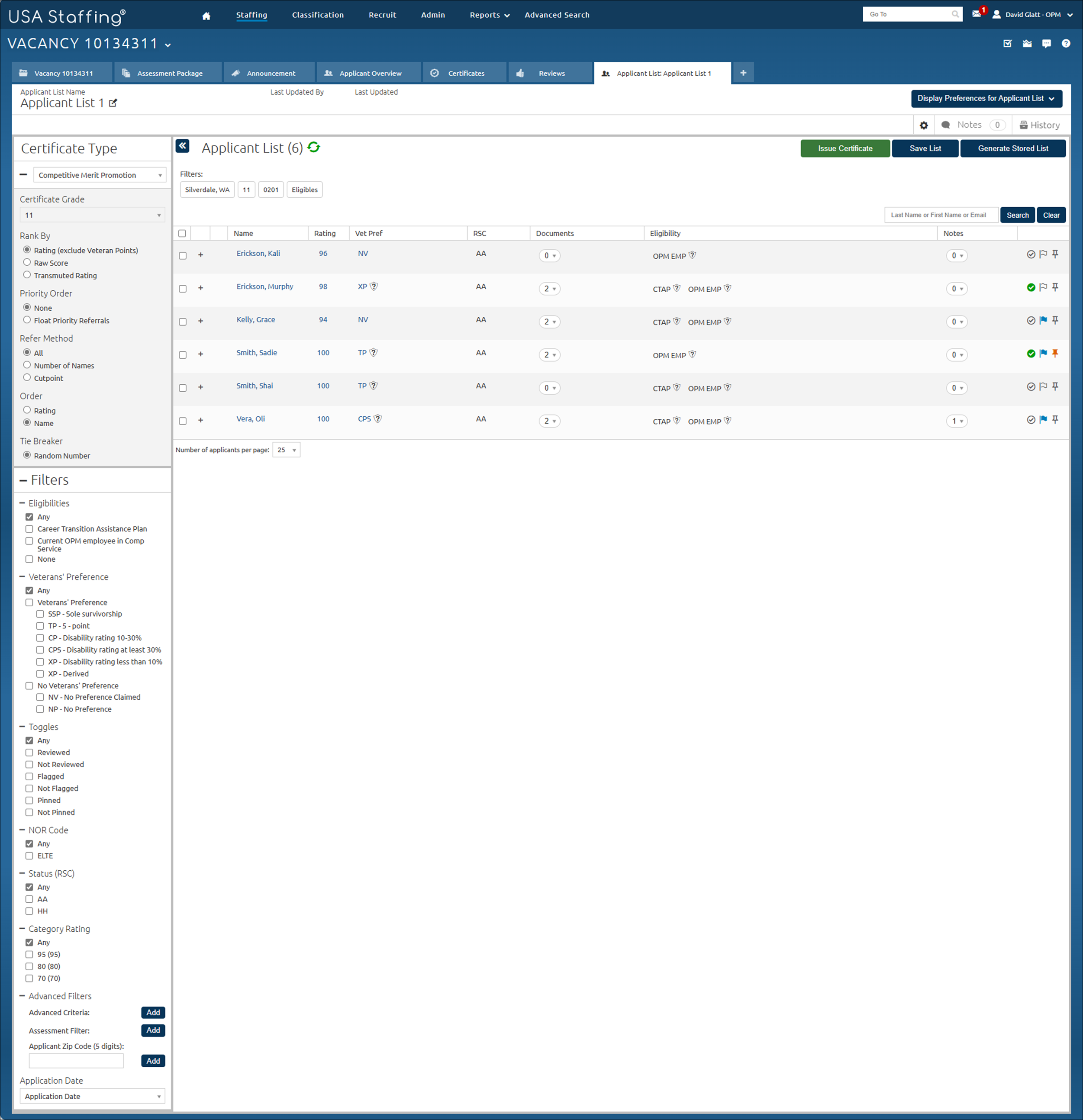 Creating a competitive merit promotion certificate – Online Help