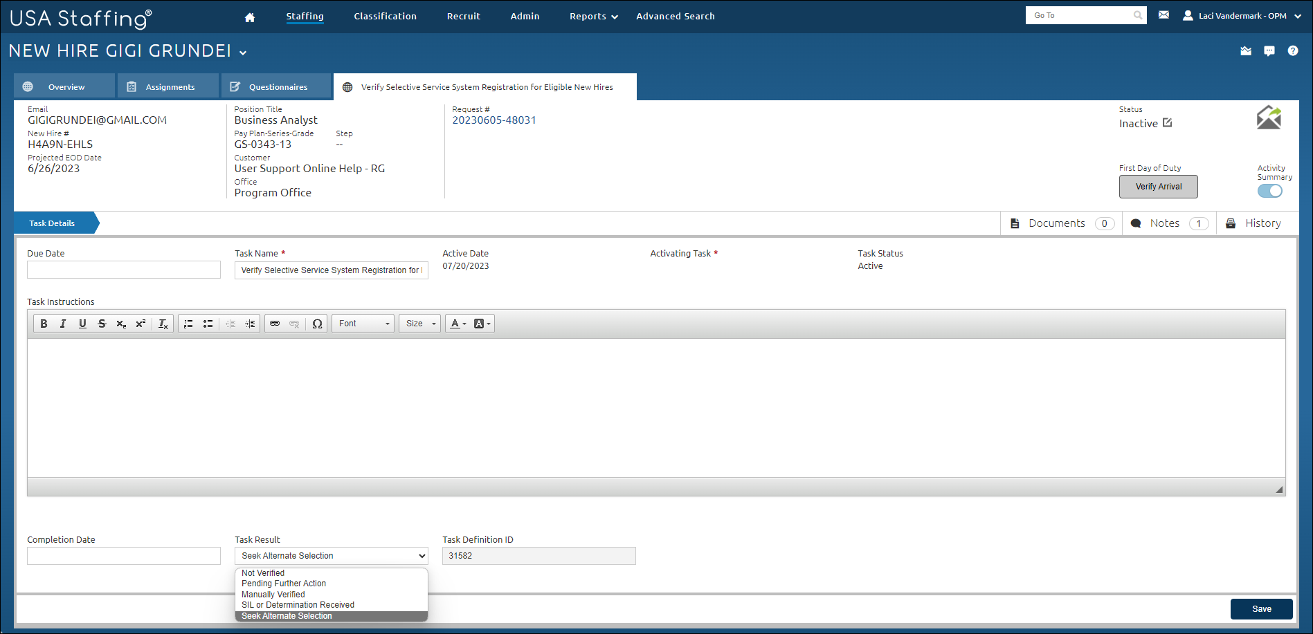Completing the Verify Selective Service System Registration Task ...
